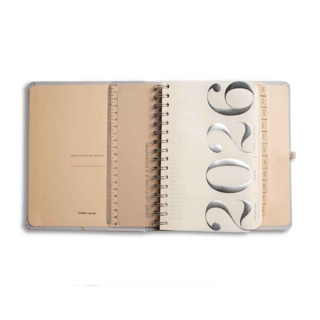 Grey 2026 Desk Planner - Write Concept